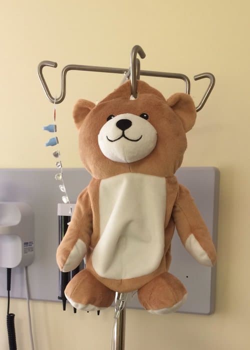 Girl with rare disease invents teddy bears that hide intravenous bags