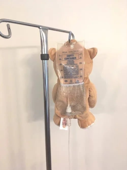Girl with rare disease invents teddy bears that hide intravenous bags