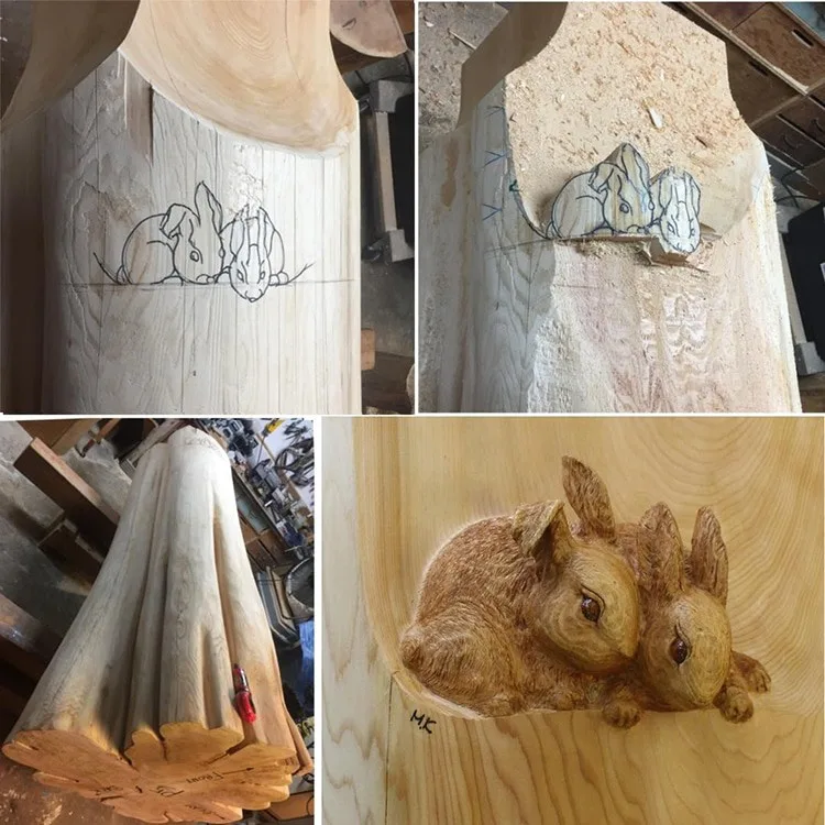 Artist creates incredible sculptures of animals crawling out of trees ...