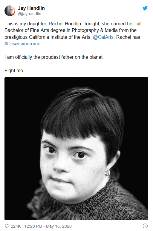 Proud dad beams as daughter with Down syndrome graduates