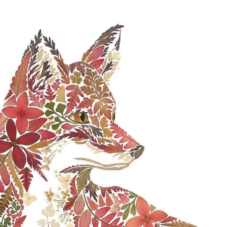 Artist uses real pressed flowers and leaves to create stunning animal ...