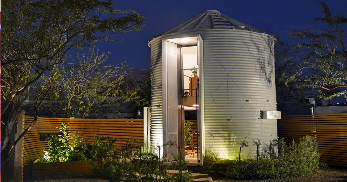 Couple converts small grain silo into a cozy modern home