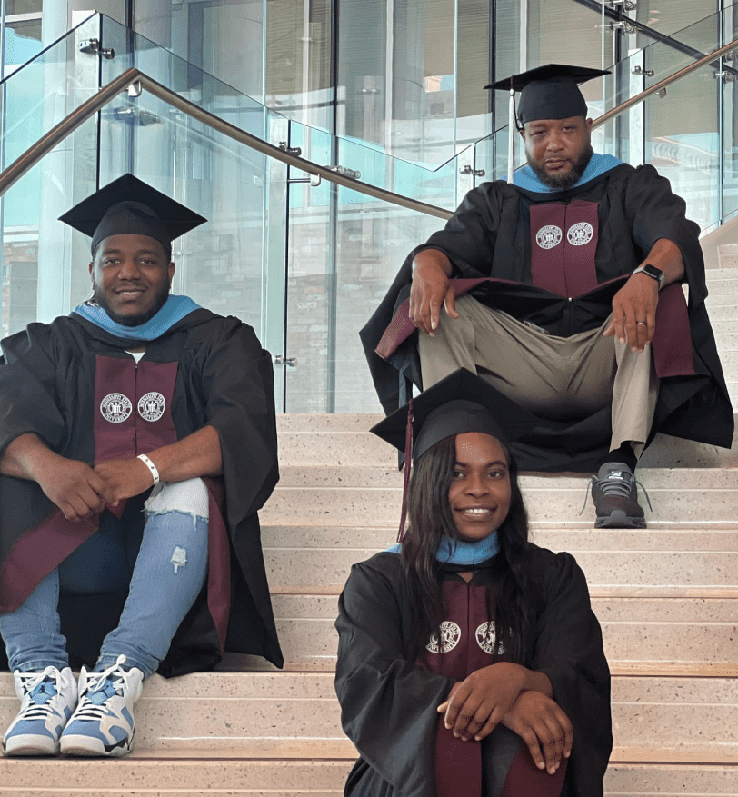 Dad, son, and daughter graduate together and earn their master's ...