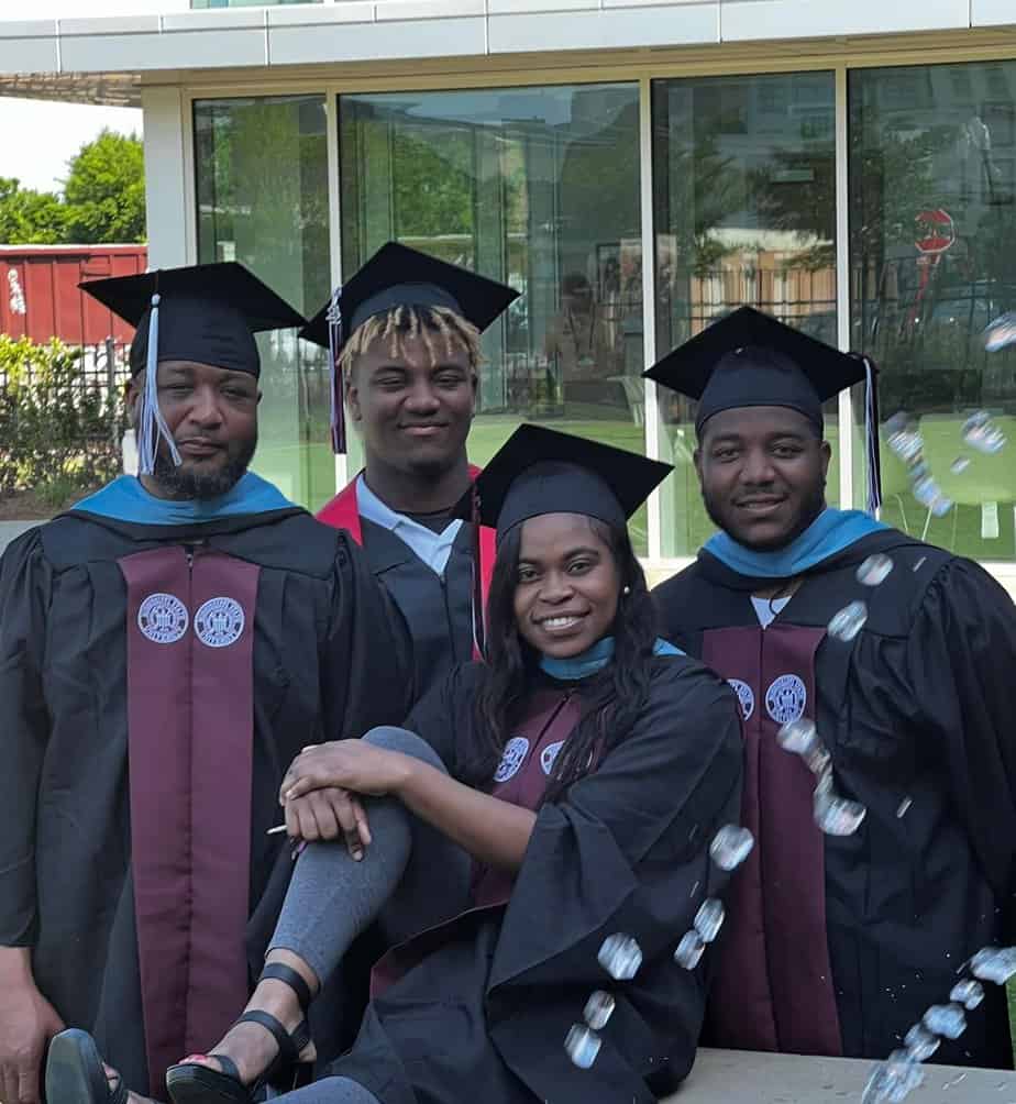Dad, son, and daughter graduate together and earn their master's ...