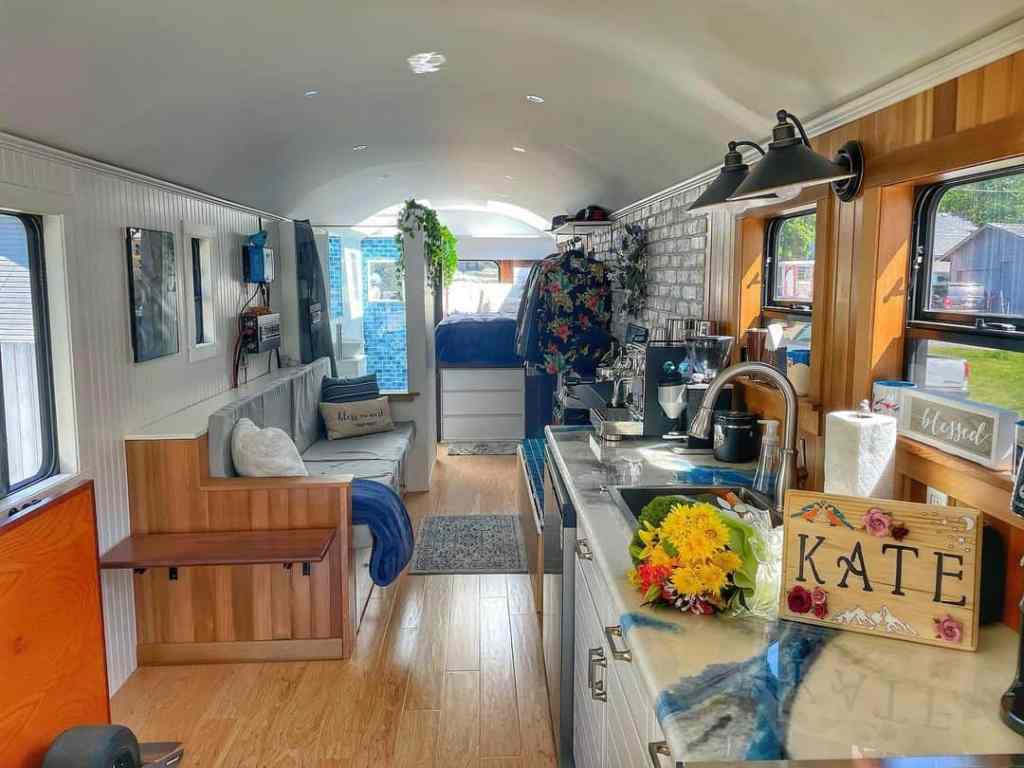 Man buys old school bus and turns it into a stunning modern studio
