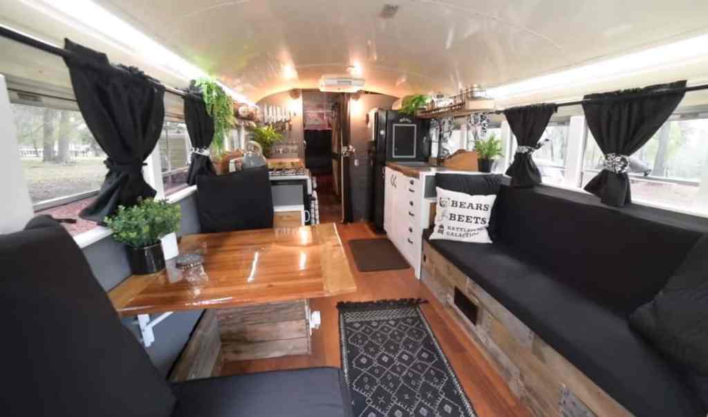 Man Turns Bus Into Tiny Home With Chef-Styled Kitchen Design