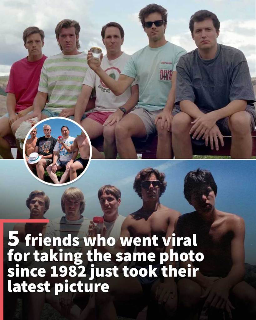 Five friends who went viral for taking the same photo since 1982
