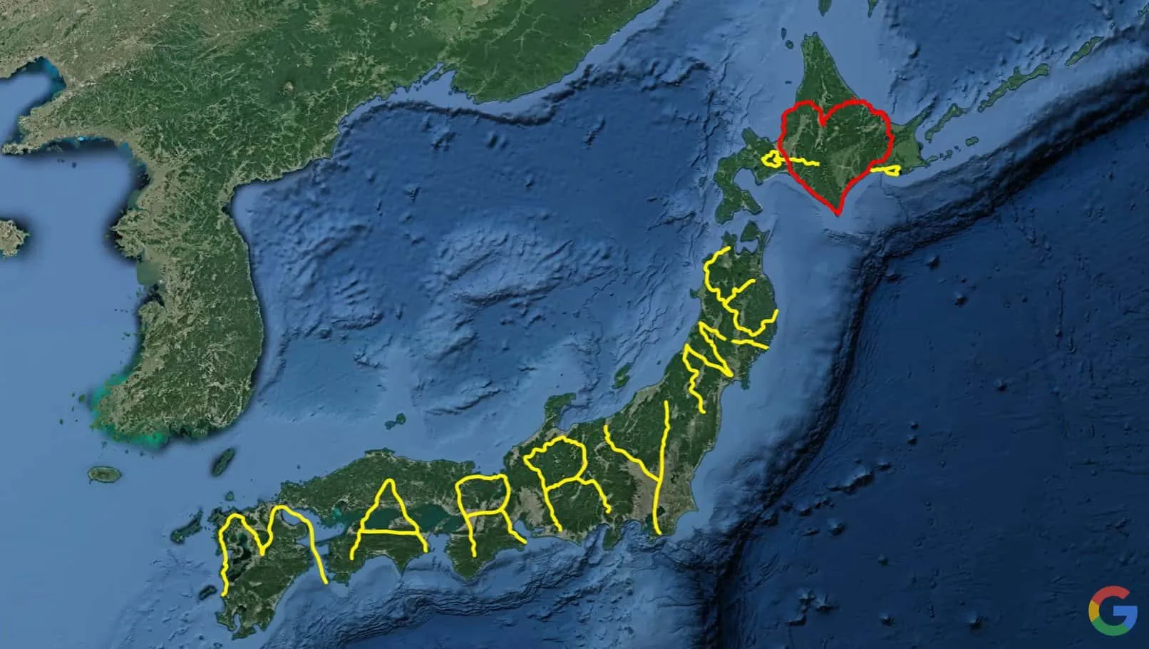 How an artist used Google Earth to spell 'Marry Me' and drew a record ...