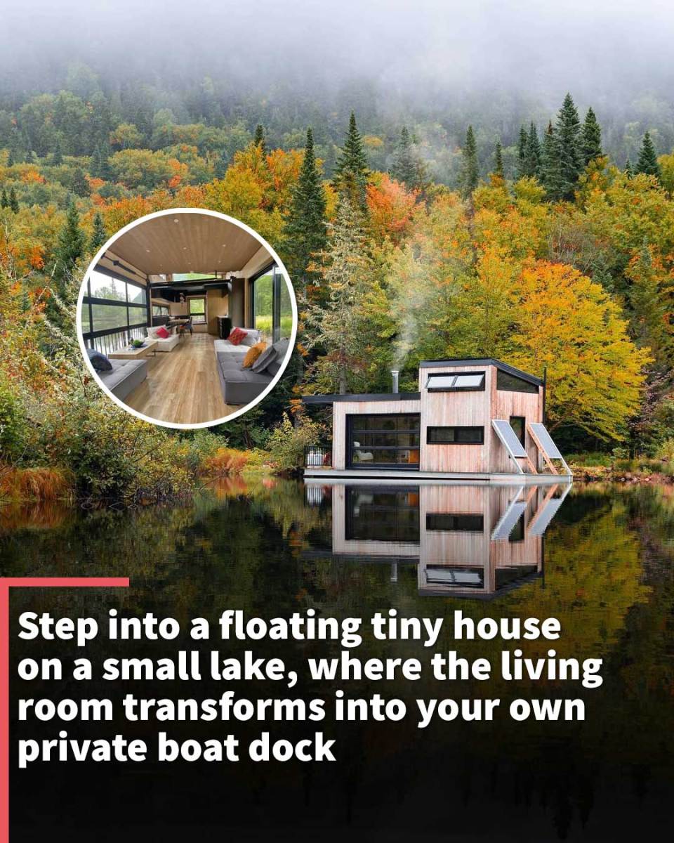 Step into a floating tiny house on a small lake