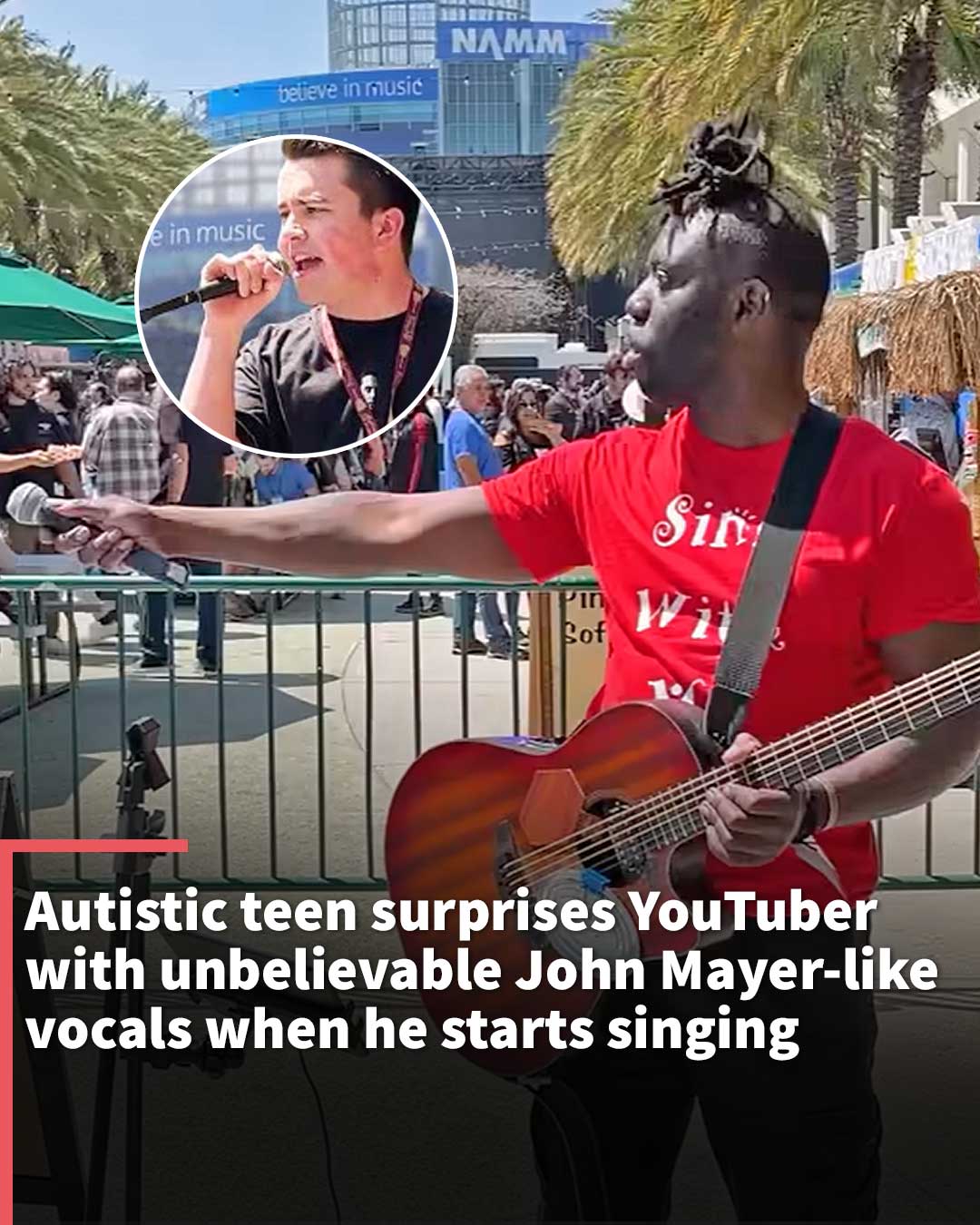 Autistic teen sings with YouTuber and sounds like John Mayer