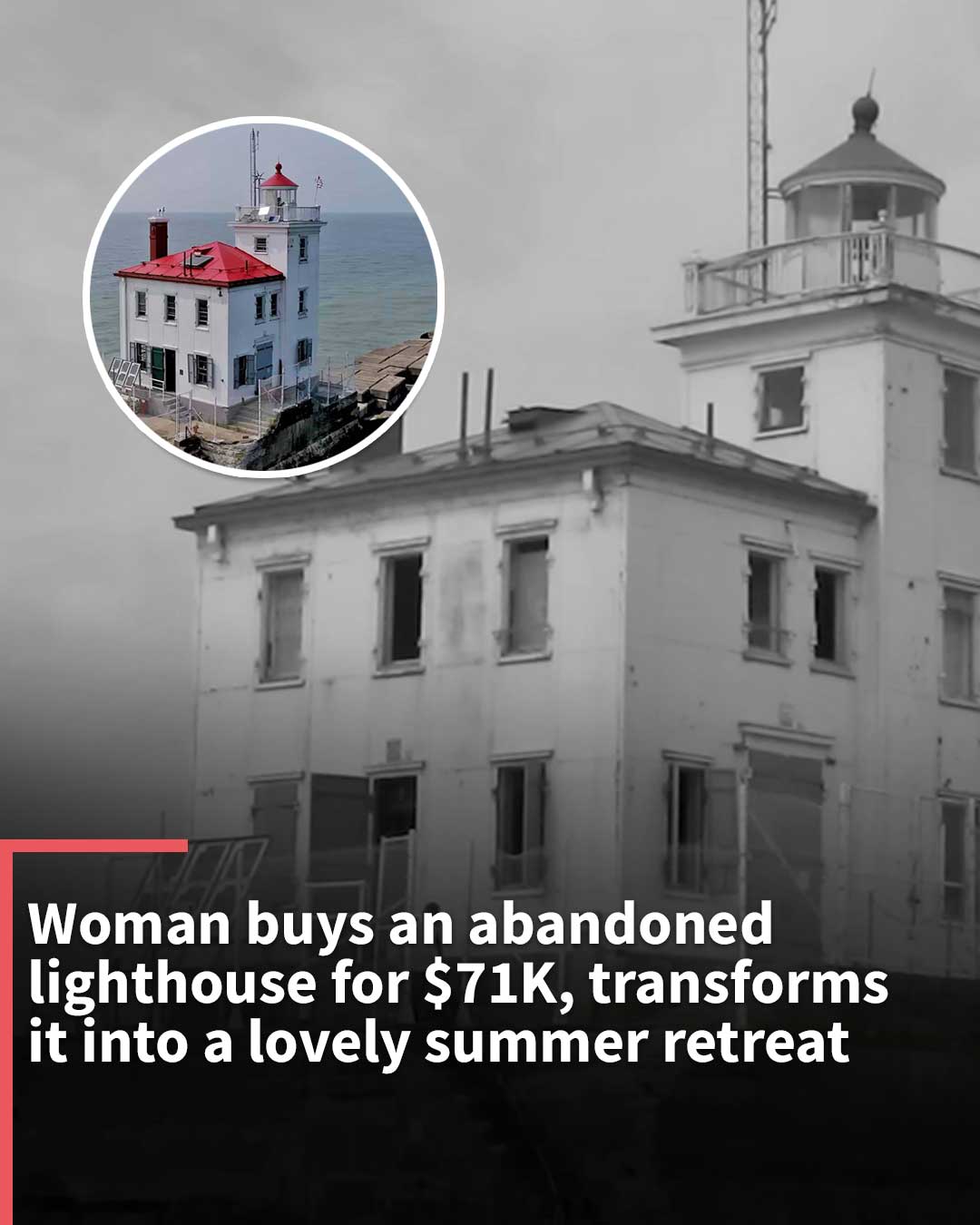 Woman buys abandoned lighthouse, turns it into a beautiful home