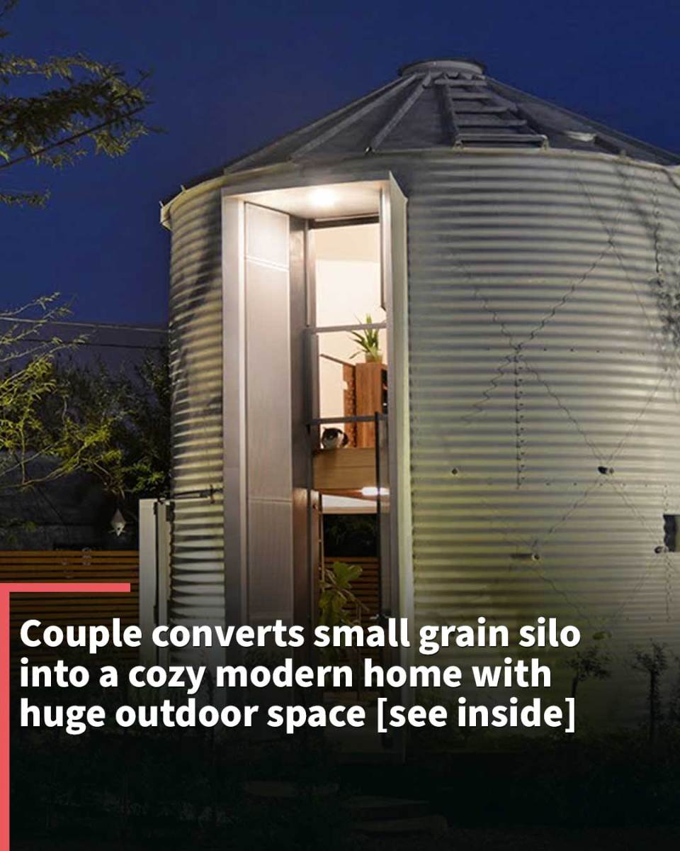 Couple converts small grain silo into a cozy modern home
