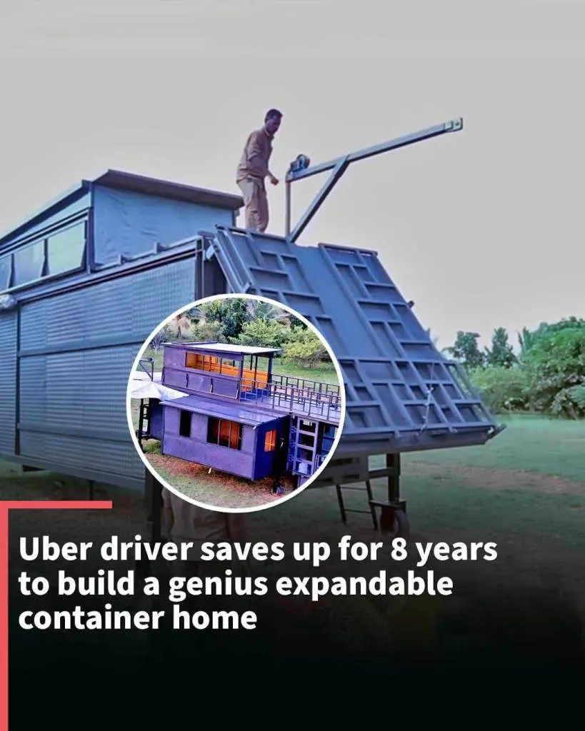 Uber driver builds a genius expandable container home