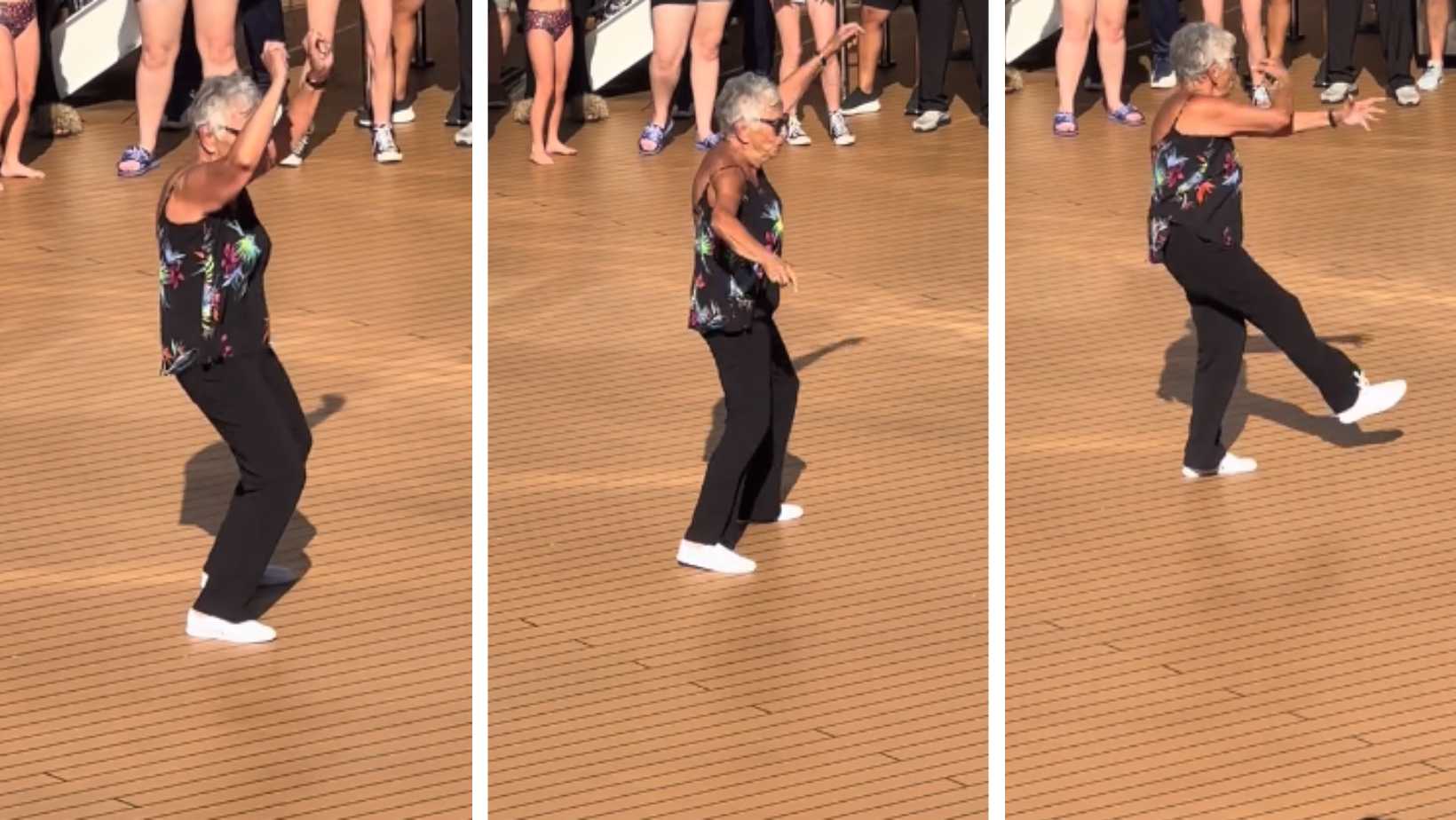 Dancing grandma dominates cruise ship dance-off