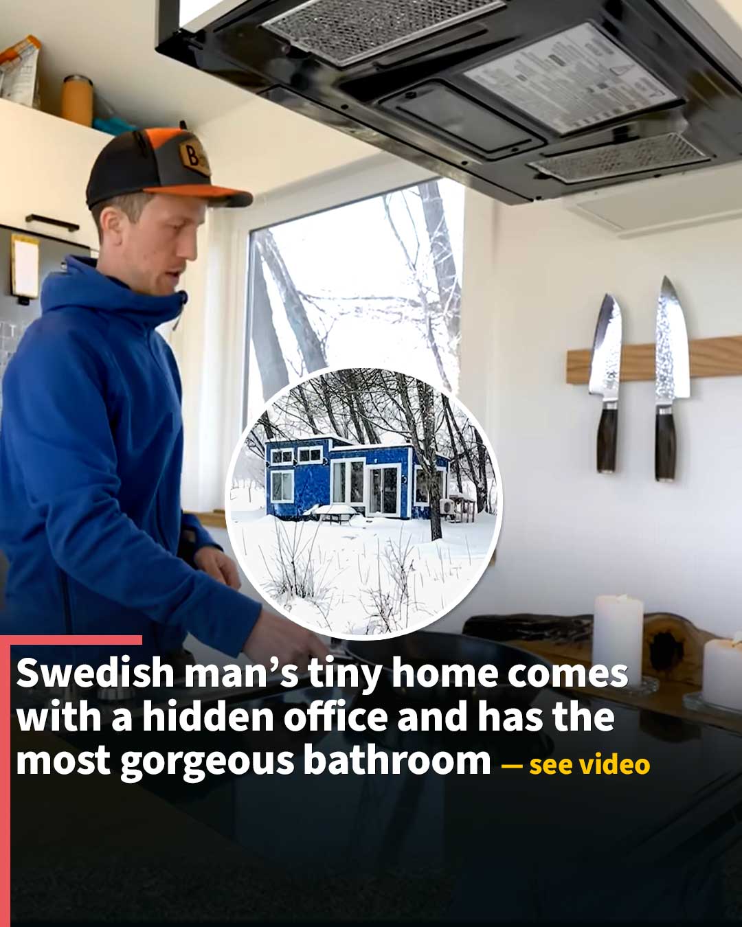 Swedish Man's Tiny Home: Hidden Office & Gorgeous Bathroom