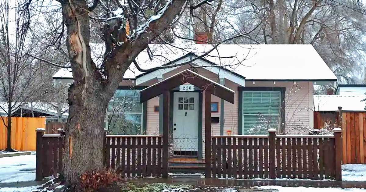 This vintage 1925 pink cottage was restored for modern living