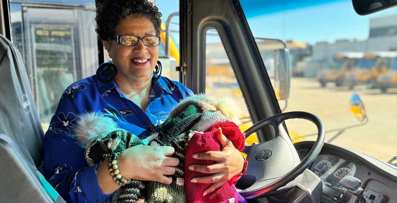 School bus driver knits beanies for bus kids to stay warm this winter